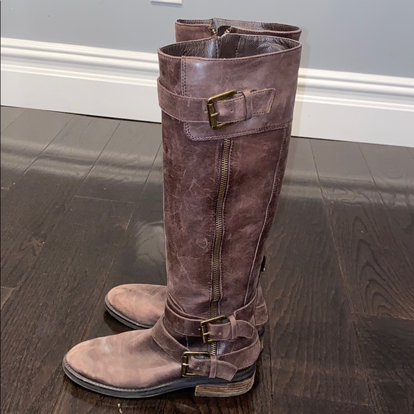 Enzo Angiolini | Shoes | Vintage Tall Brown Distressed Leather Boots ...